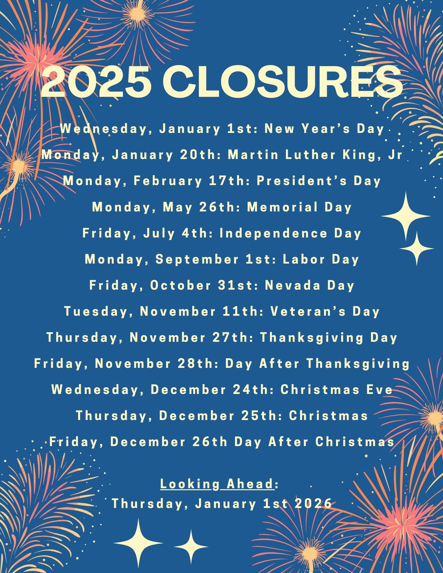 Closure Dates – MileStones Early Childhood Learning