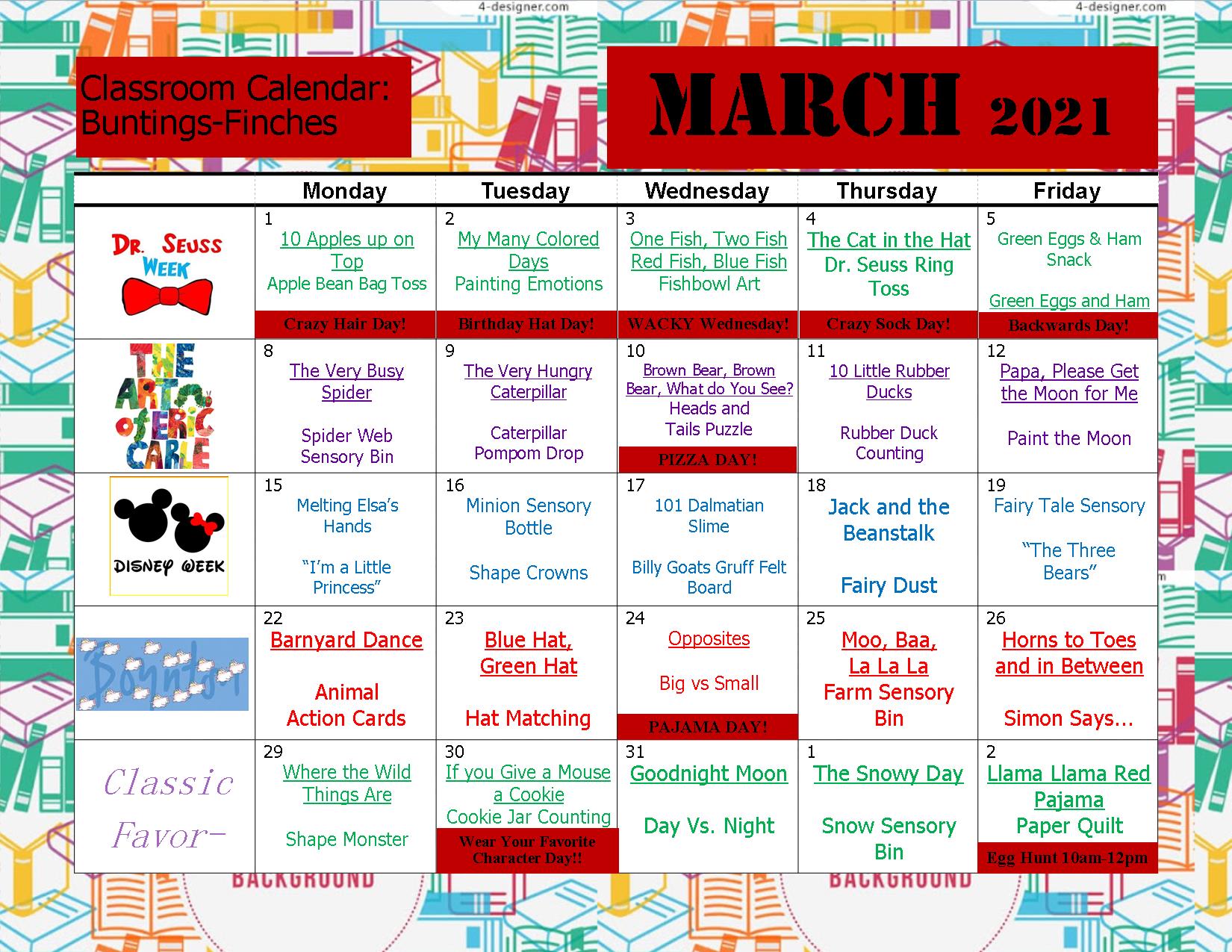 March 2021 Calendars – MileStones Early Childhood Learning